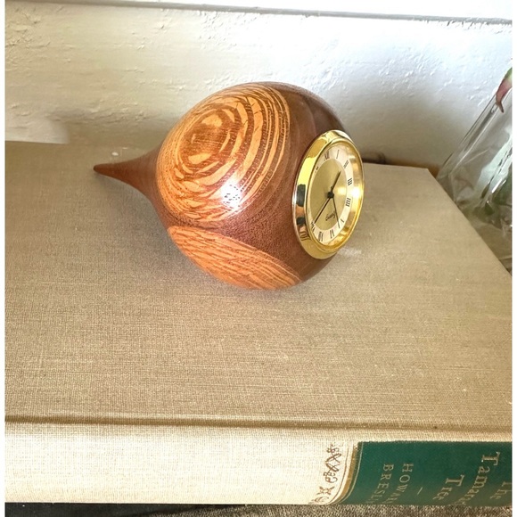 Quartz | Accents | Vintage Mcm Wooden Desk Clock W Quartz Clock Ball ...